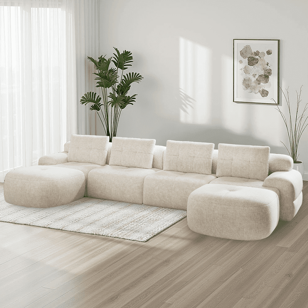 Goosea Oversized 145'' Modular Sectional Sofa with Chaise, Full Foam ...