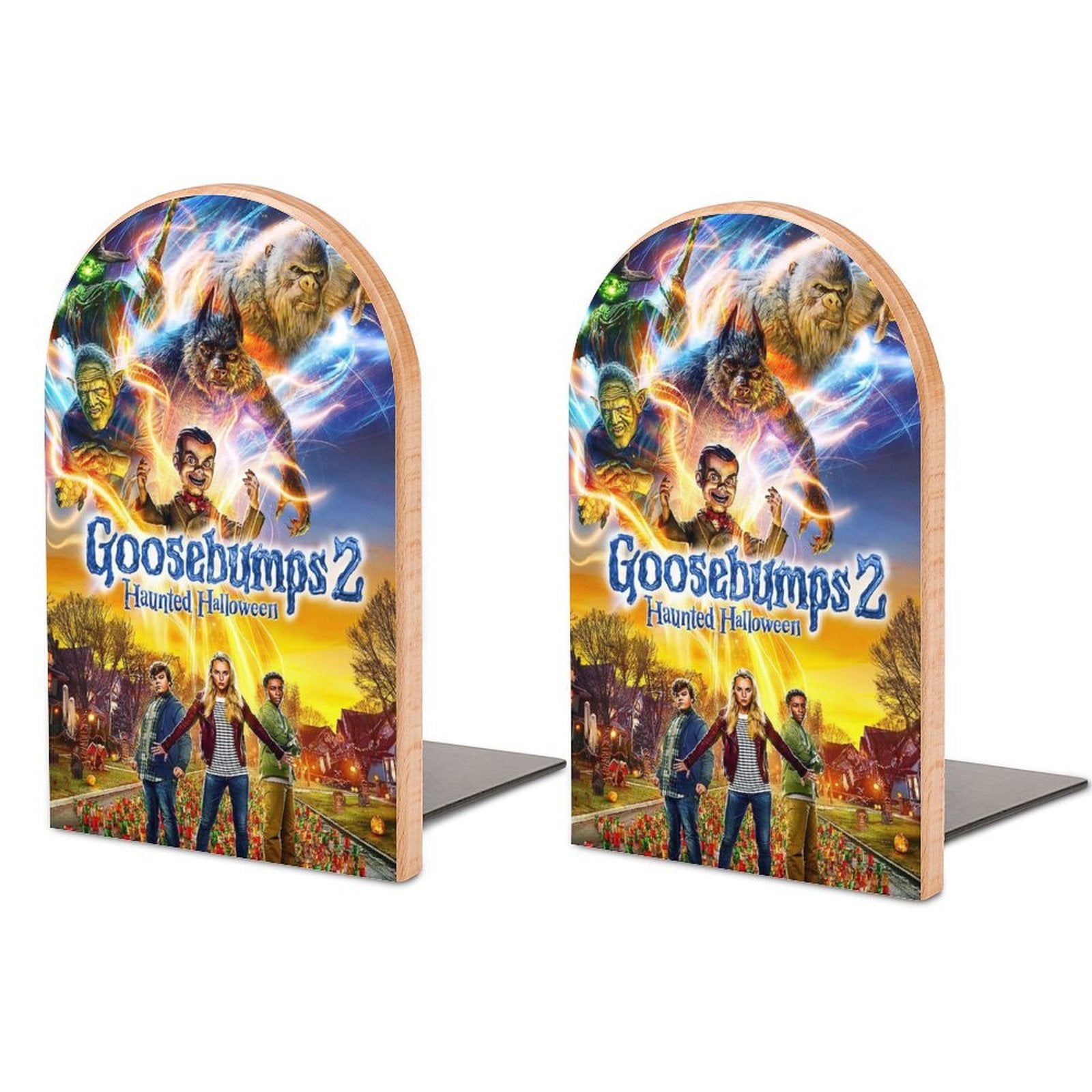 Goosebumps 2 Poster Bookends Wood Book Divider Decor Shelves Non-Skid ...