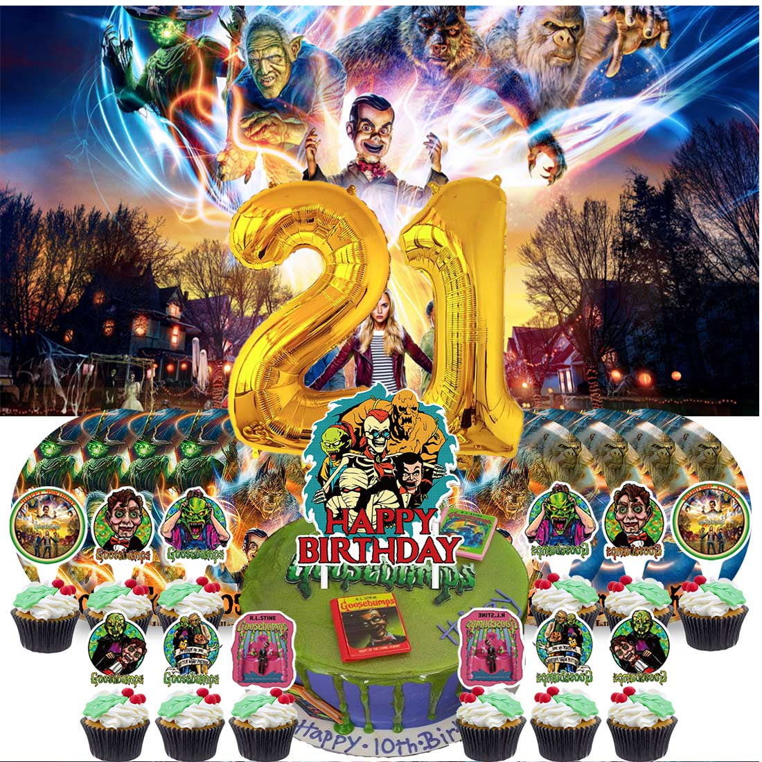 Goosebumps Balloons Party Supplies 21th Decor Tableware Birthday Cake ...