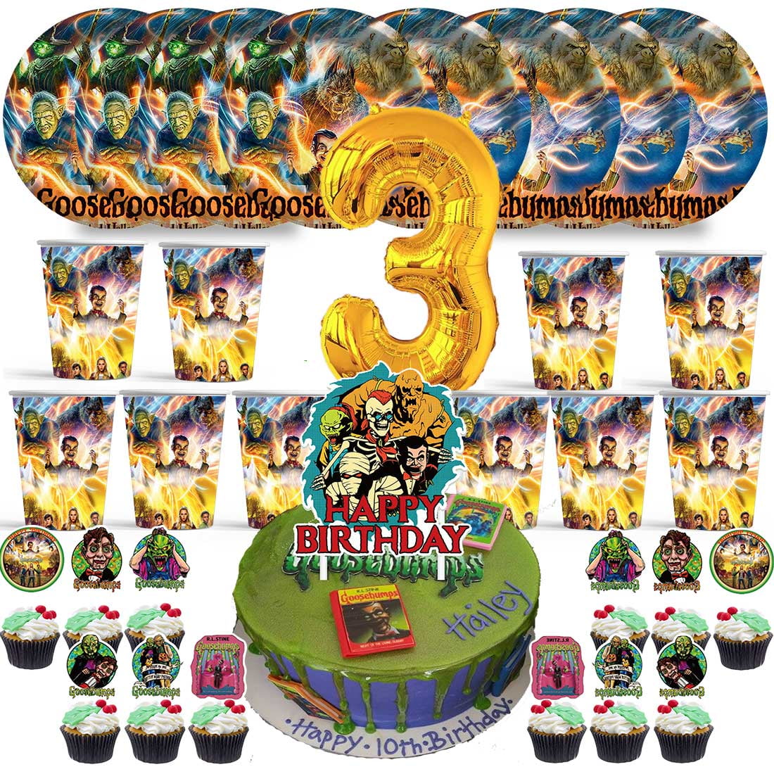 Goosebumps Birthday 3rd Cups Party Supplies Plates Fans Decorations ...