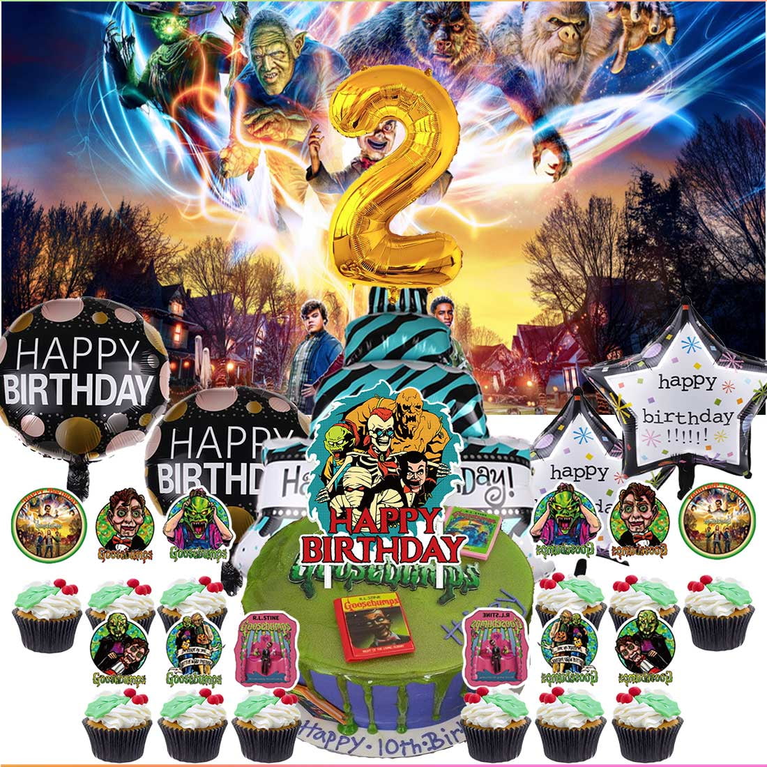 Goosebumps Party Supplies Decor 2nd Kit Balloons Birthday Cake Topper ...
