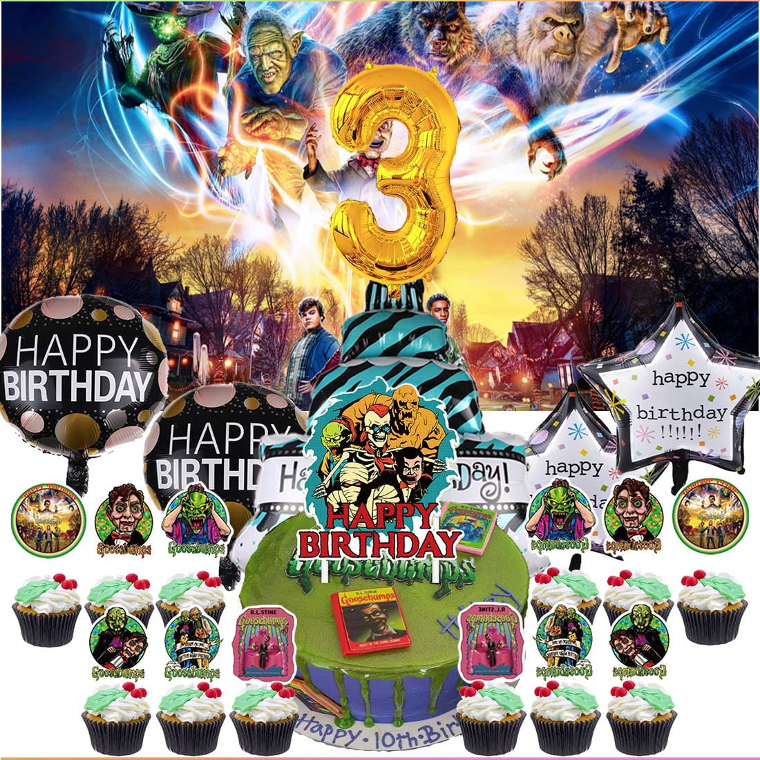 Goosebumps Party Supplies Decor 3rd Kit Balloons Birthday Cake Topper ...
