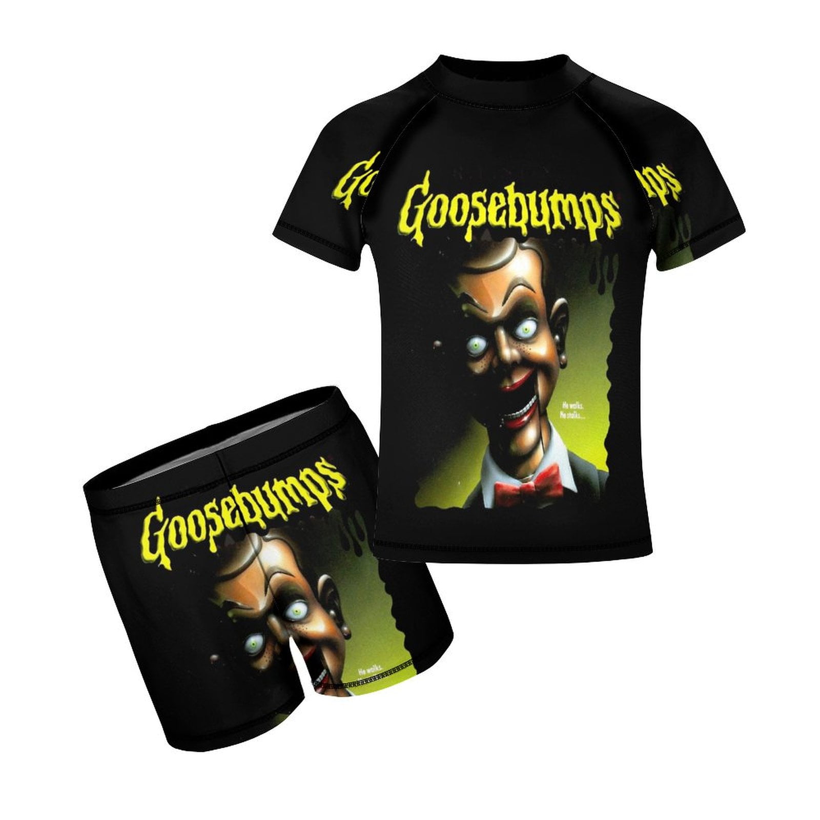 Goosebumps Rash Guard Set 2 Piece Short Sleeve Swim Shirts with Trunks ...