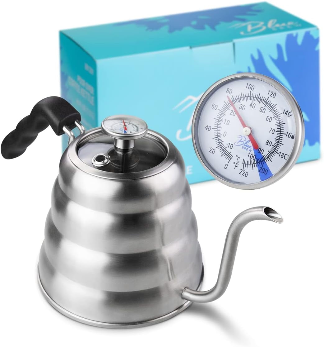 Gooseneck Kettle Stovetop, Tea with Thermometer, 40oz Pour Over Coffee ...