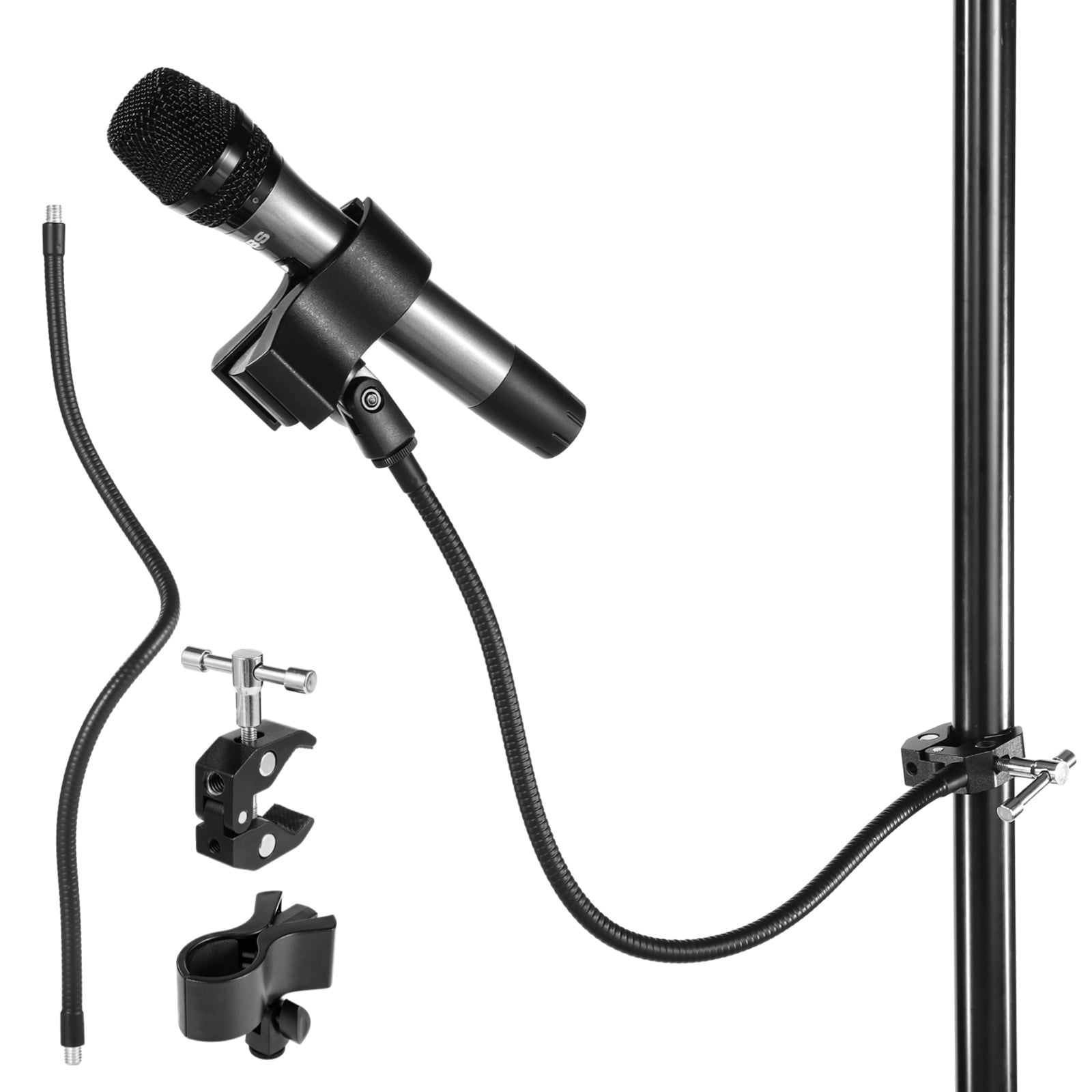 Gooseneck Microphone Stand Crab Clamp, Rotatable Microphone Clip with ...