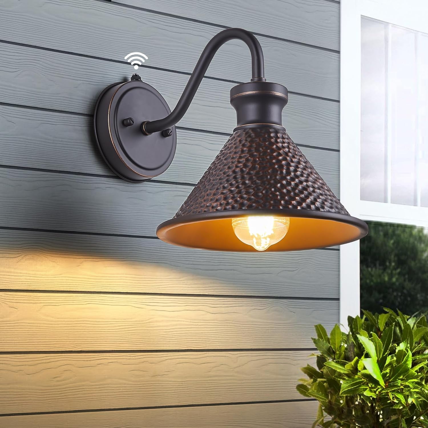 Gooseneck Outdoor Wall Sconce 1-Light E26 Socket Farmhouse Wall Mount ...