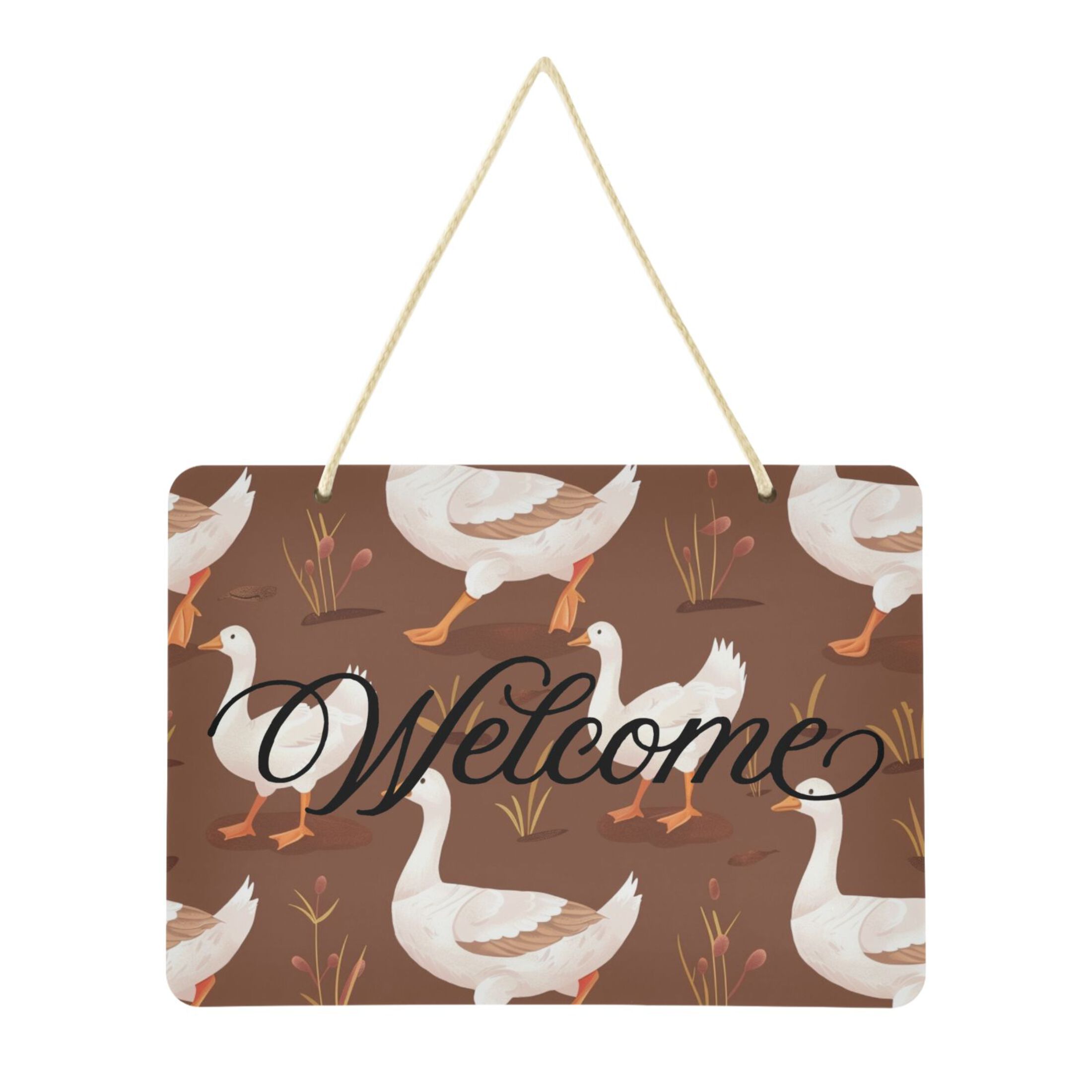 Gooses and Plant Welcome Sign Front Door PVC 14x10 inch Hanger Hello ...