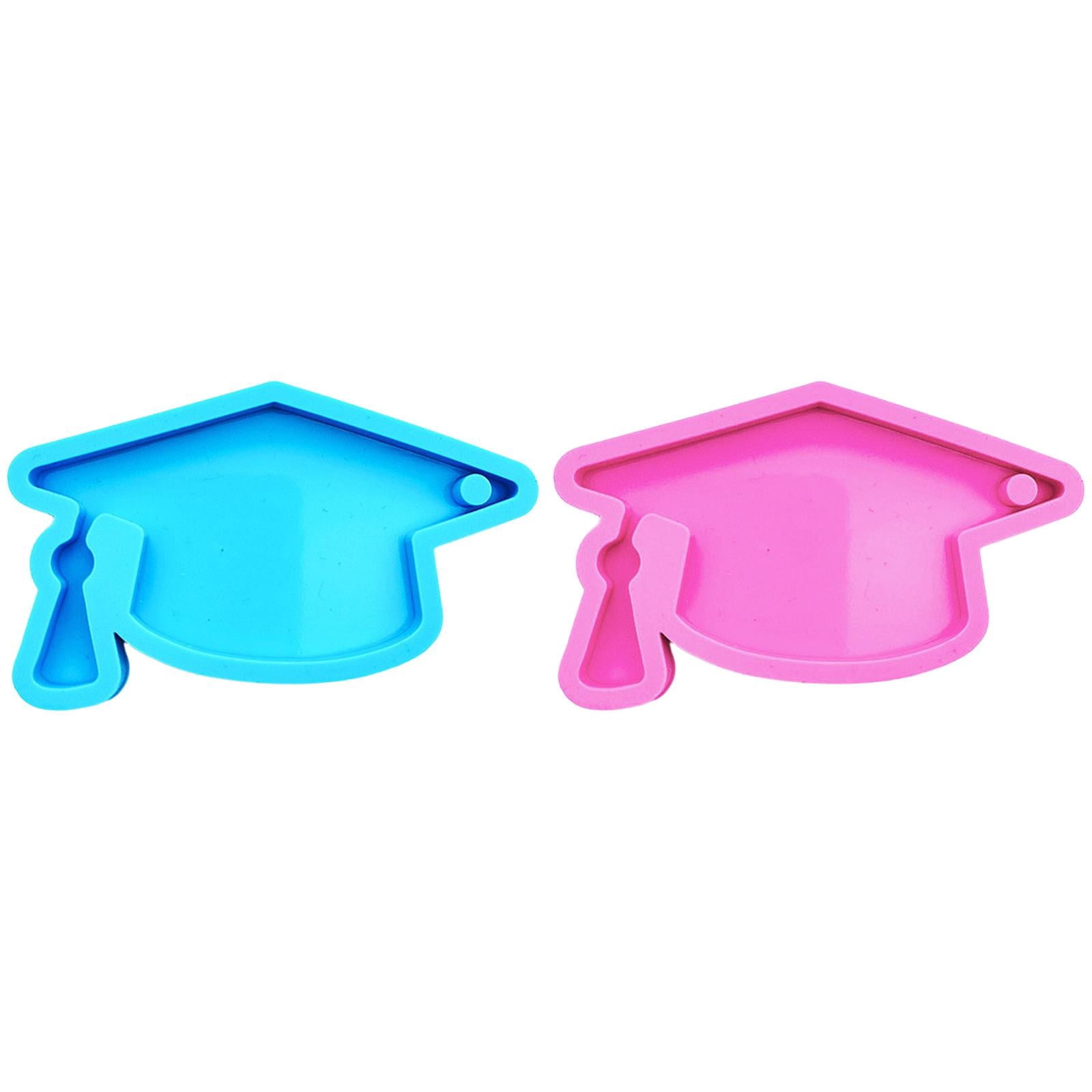 Goowood 2Pcs Blue and Pink Graduation Cap Decorations Resin Keychain ...