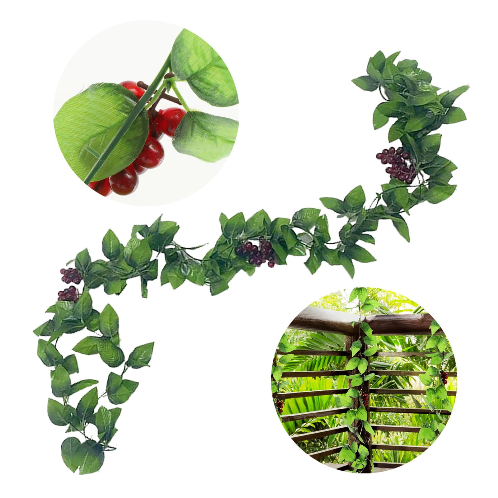 Goowood Artificial Grape Vine Garland 2 Pcs Realistic Fake Grapes with ...