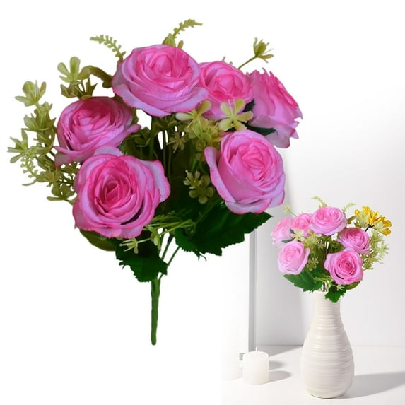 Goowood Artificial Rose Bouquet Single Rose Flower Bunch Plastic Prop ...