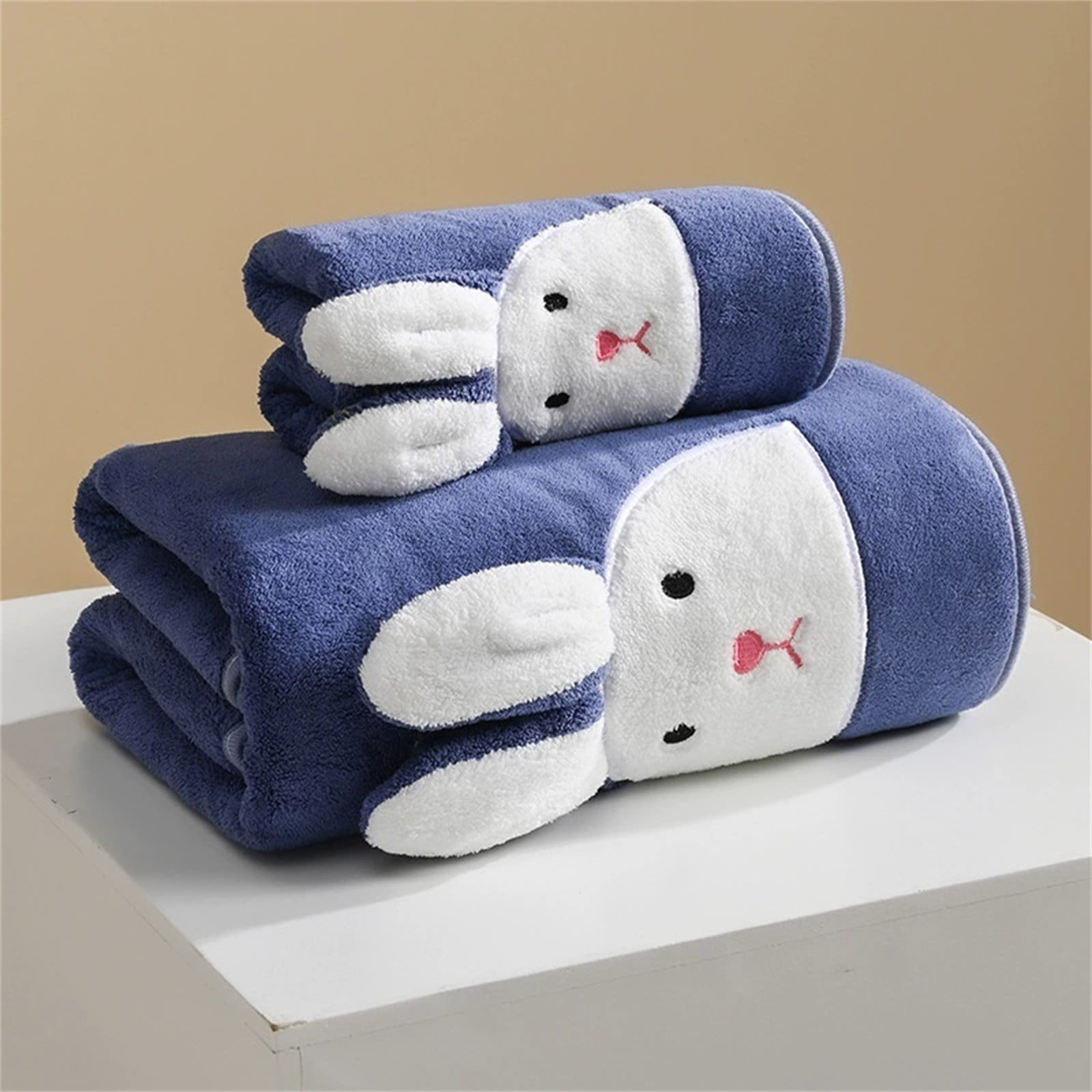 Goowood Easter Bunny Coral Fleece Towel soft and absorbent Embroidered ...