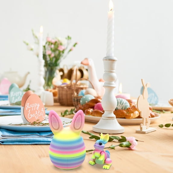 Goowood Easter Decorations 3D Printed Easter Egg Decor with Movable ...