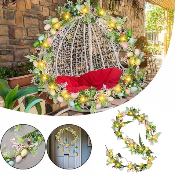 Goowood Easter Decorations Egg Light String Battery Operated String ...
