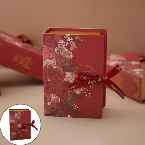 Goowood Favor Boxes Wedding Candy Bags with Ribbons Book Shape Party ...