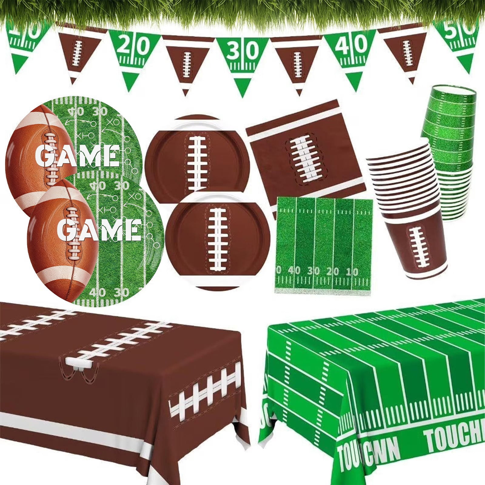 Goowood Football Party Supplies Set Tableware Kit Game Day Decorations ...