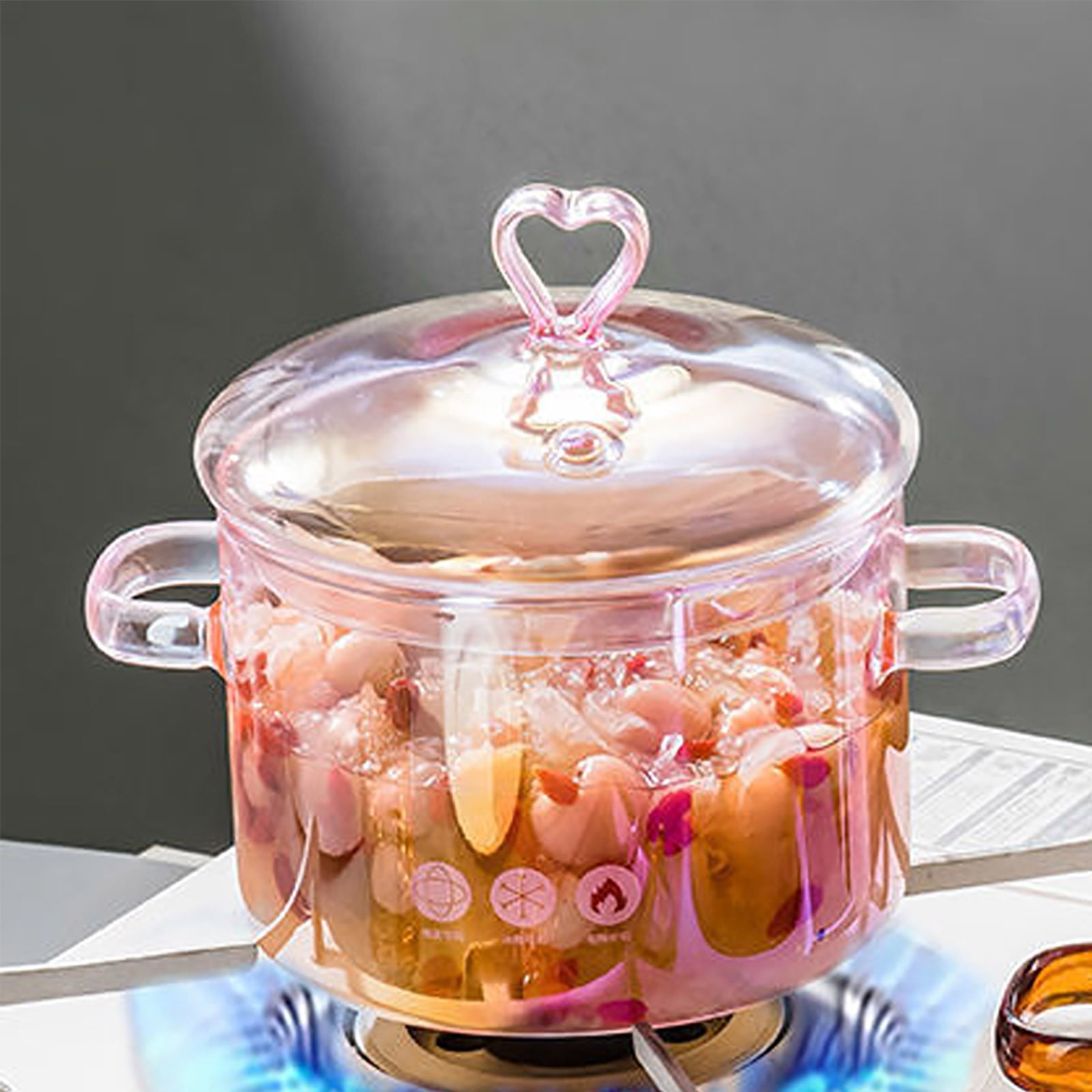 Goowood Glass Cooking Pot with Lid High Borosilicate Glass Simmer Pot ...