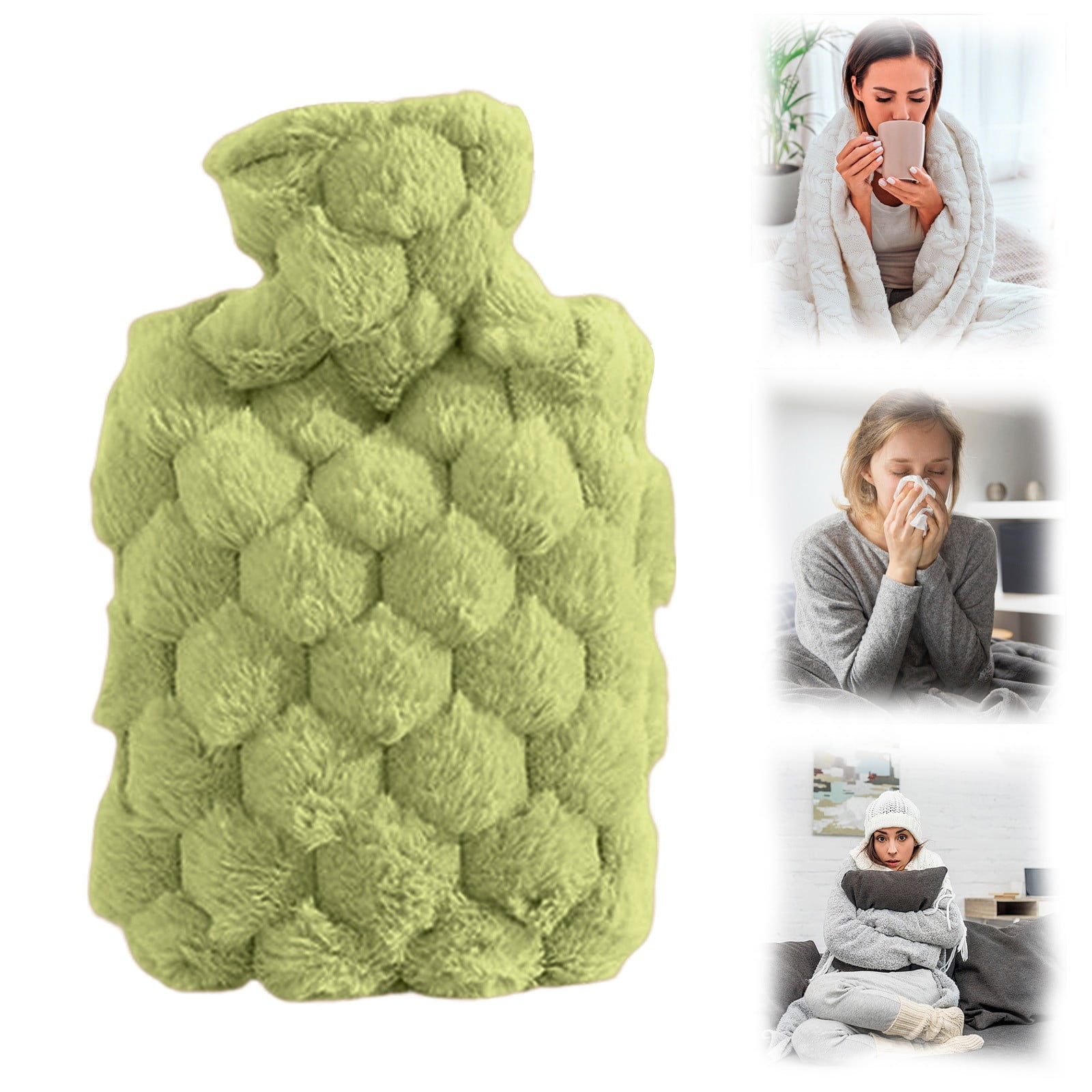Goowood Large Hot Water Bottle With Soft Plush Cover & Hand Pocket ...