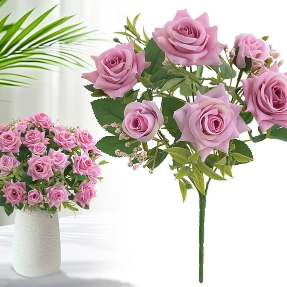 Goowood Peonies Artificial Flowers Fake Peony Bouquet with Rolled Edges ...