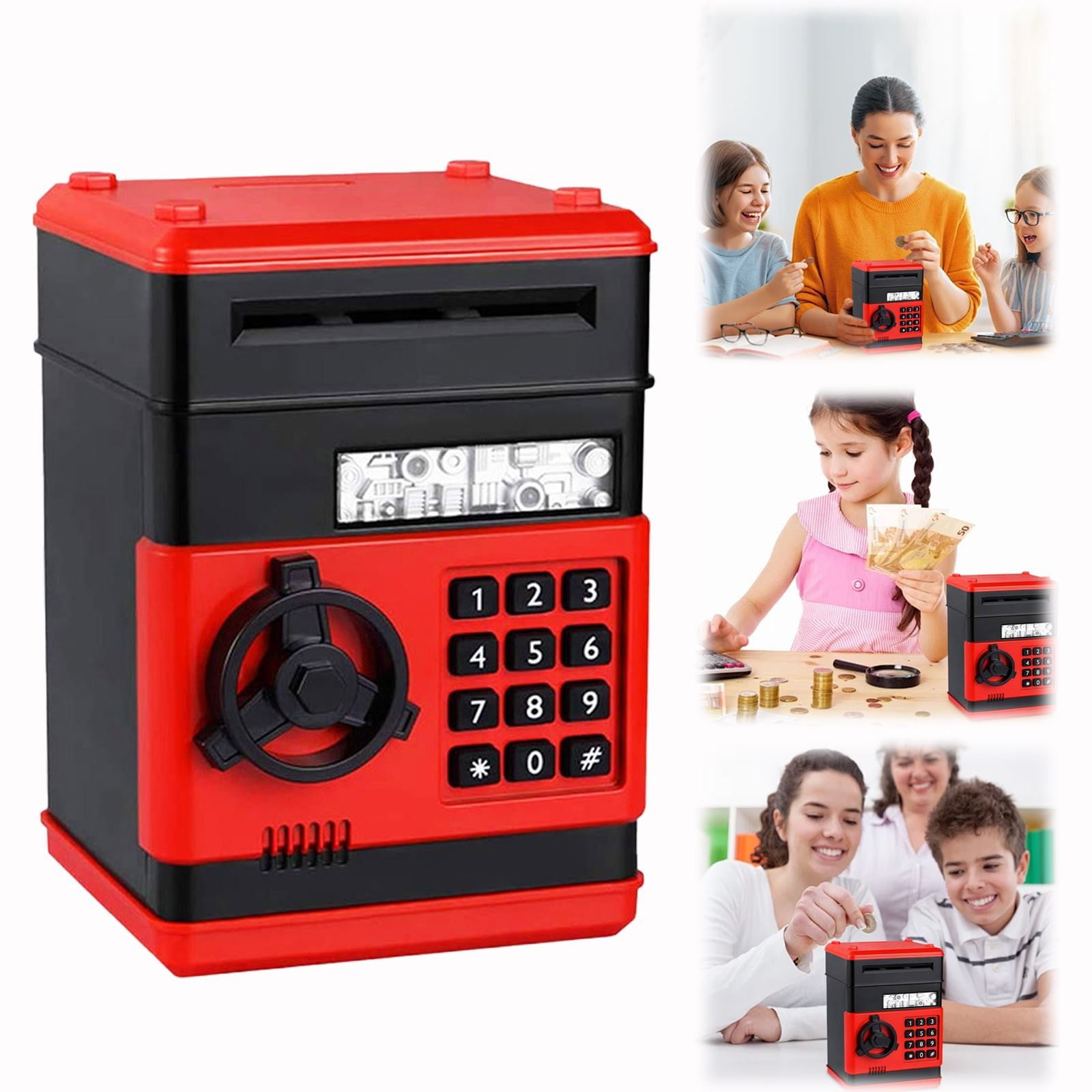 Goowood Piggy Bank for Kids Electronic Money Safe ATM Savings Box with ...