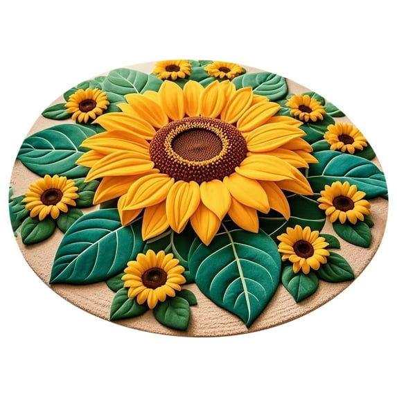 Goowood Plush & Diatomaceous Earth Floor Mat 3D Flower Rugs Optical ...