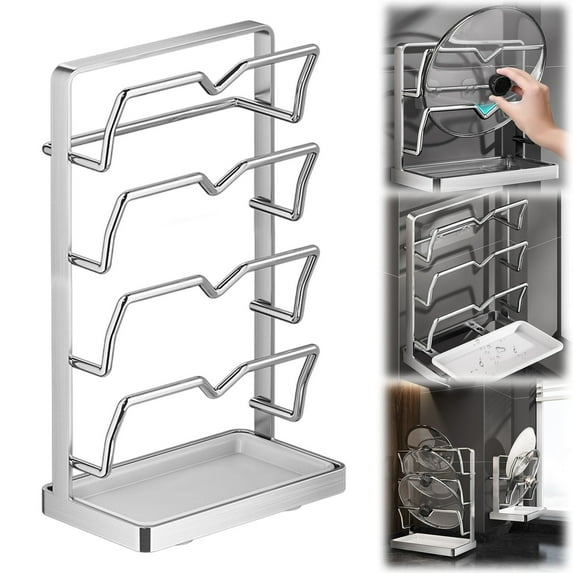 Goowood Pot Lid Holder While Cooking Stainless Pot Lid Organizer And ...
