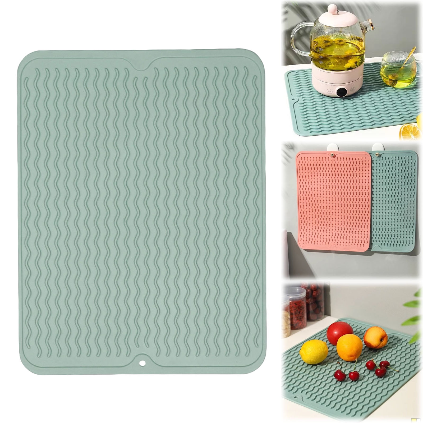 Goowood Soft Rubber Dish Drying Mat For Kitchen Flexible Non Drain ...