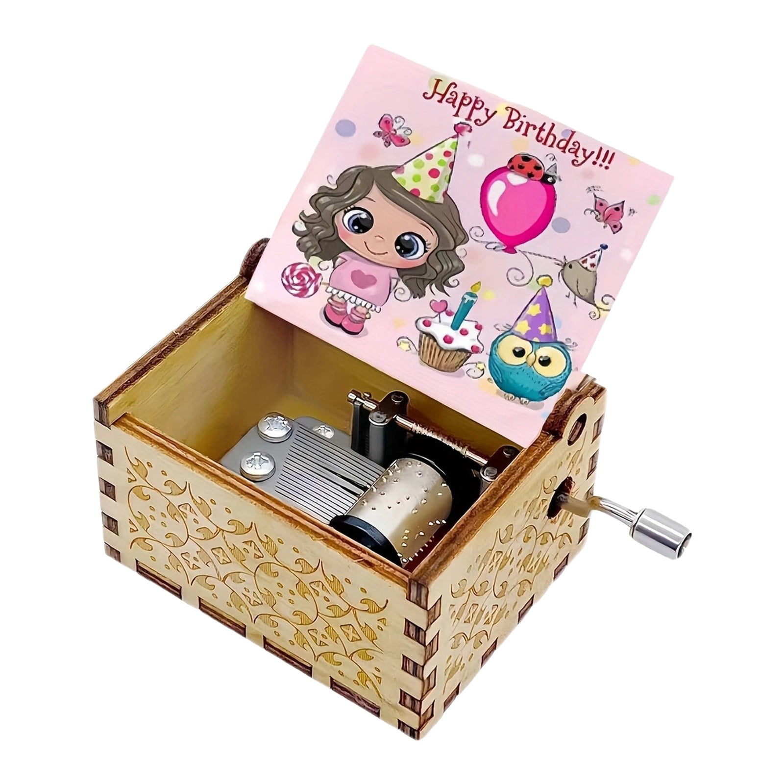 Goowood Wooden Hand Crank Music Box Vintage Portable Gift for ...