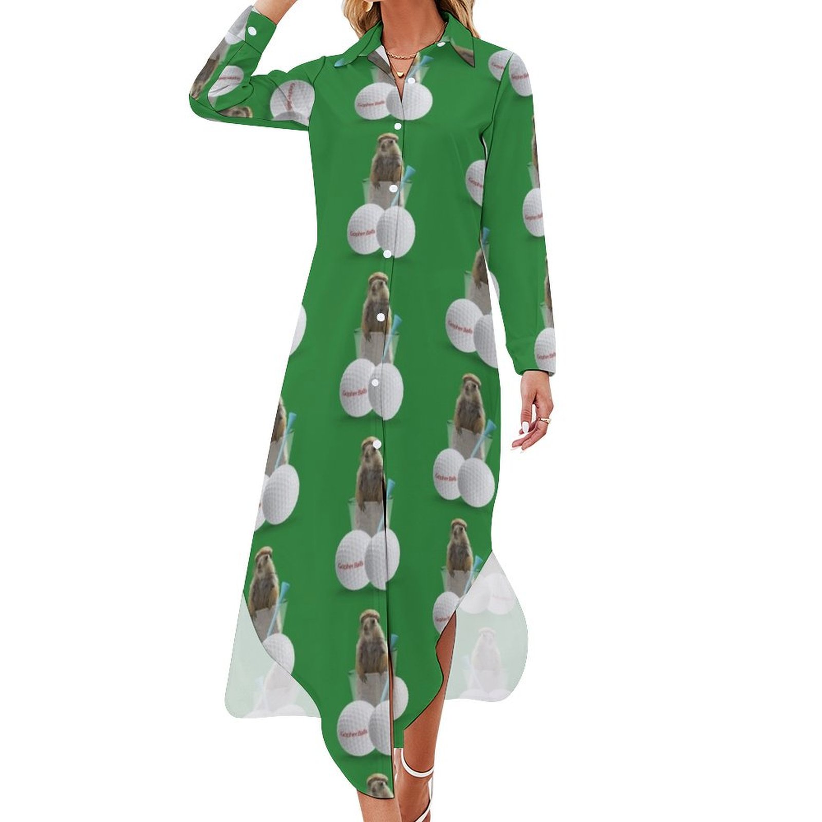 Gopher Balls Long Sleeved Shirt Dress bandage dress sensual sexy dress ...