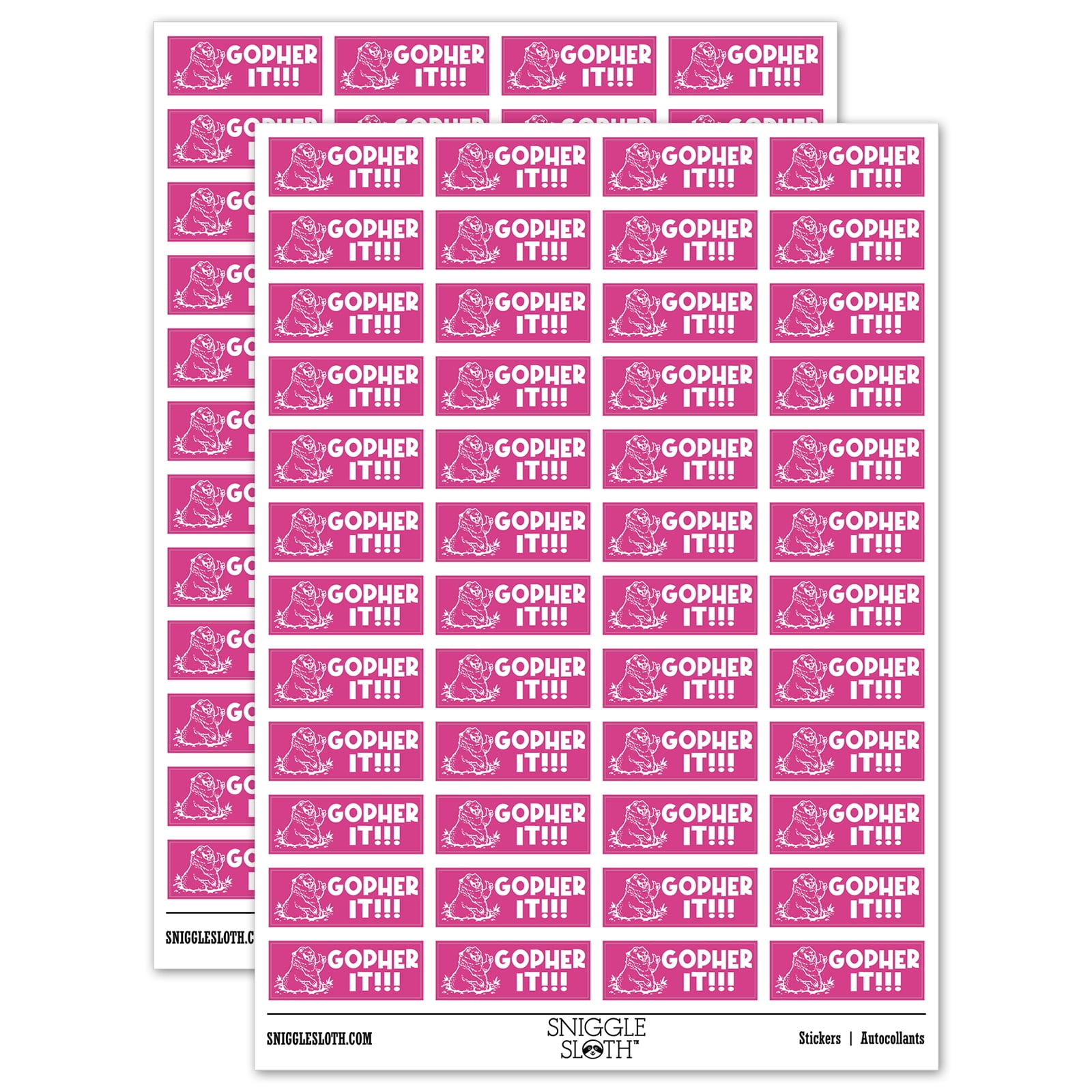 Gopher Go For it Teacher Student School Sticker Set - Hot Pink - Gloss ...