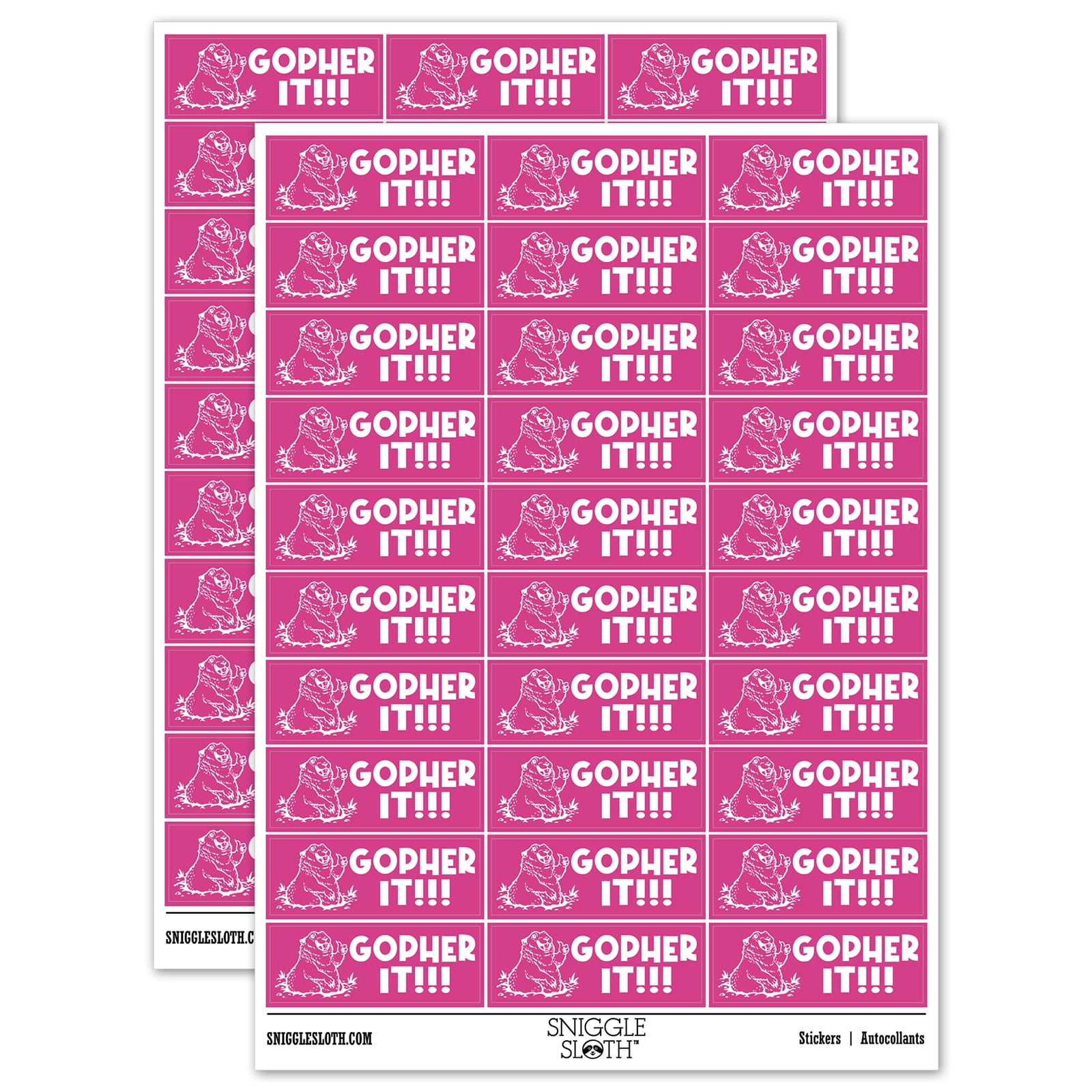 Gopher Go For it Teacher Student School Sticker Set - Hot Pink - Gloss ...