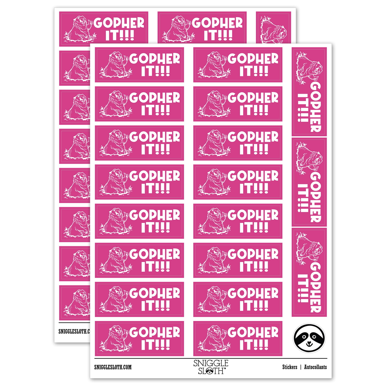 Gopher Go For it Teacher Student School Sticker Set - Hot Pink - Gloss ...