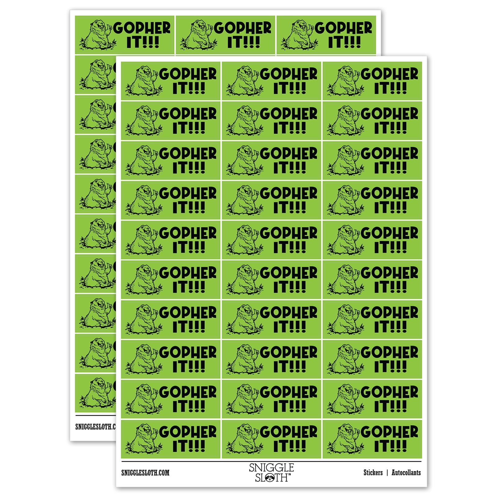 Gopher Go For it Teacher Student School Sticker Set - Light Green ...