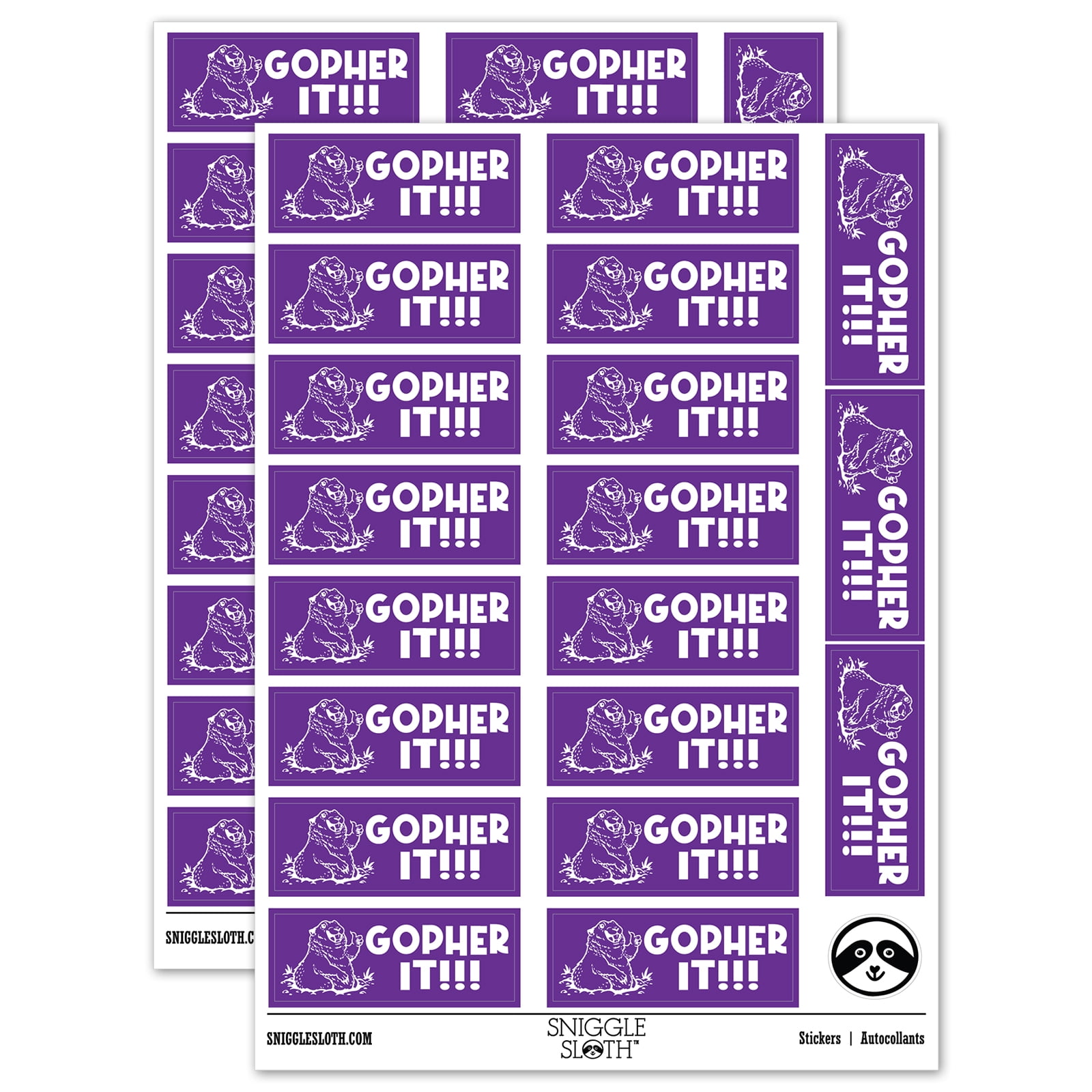 Gopher Go For it Teacher Student School Sticker Set - Purple - Gloss ...