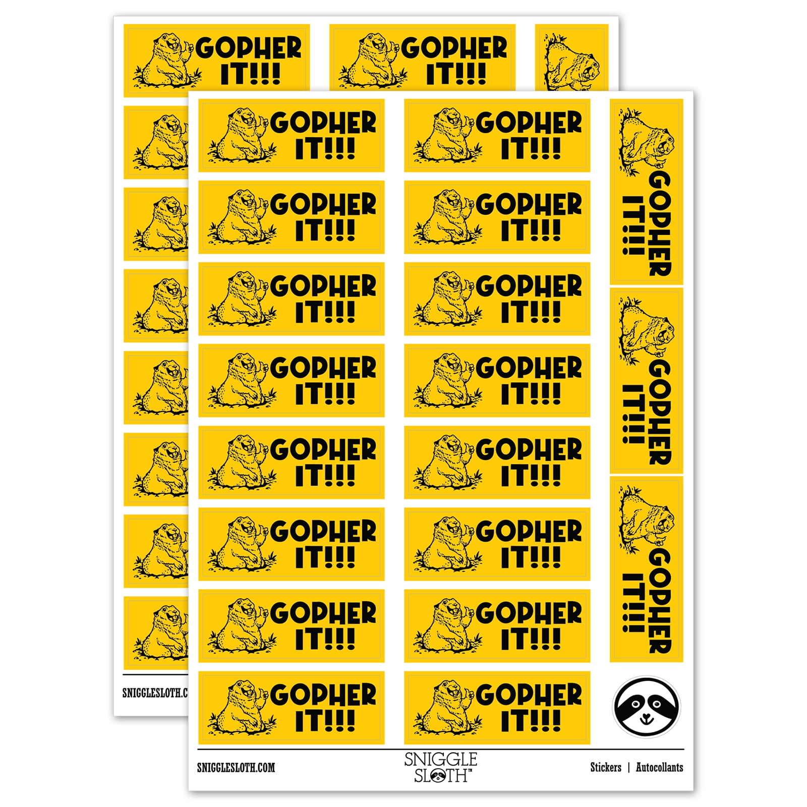 Gopher Go For it Teacher Student School Sticker Set - Yellow - Matte ...
