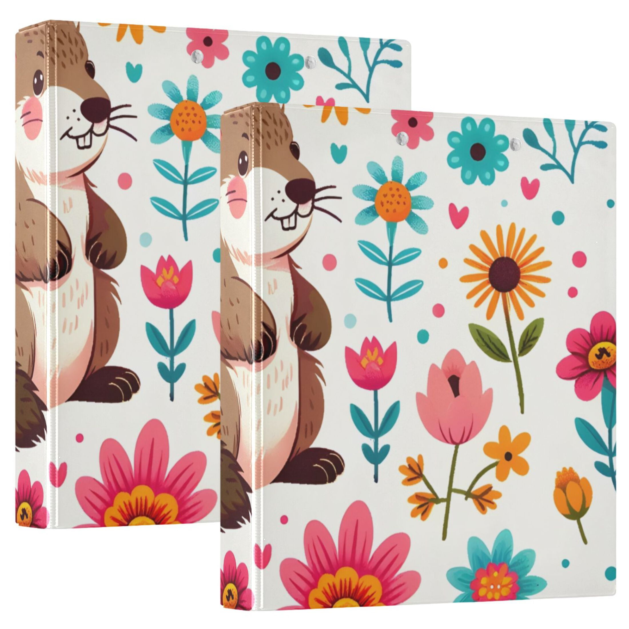 Gophers Mouse Flowers 3 Ring Binders 1.5 inch Hardcover File Folders ...