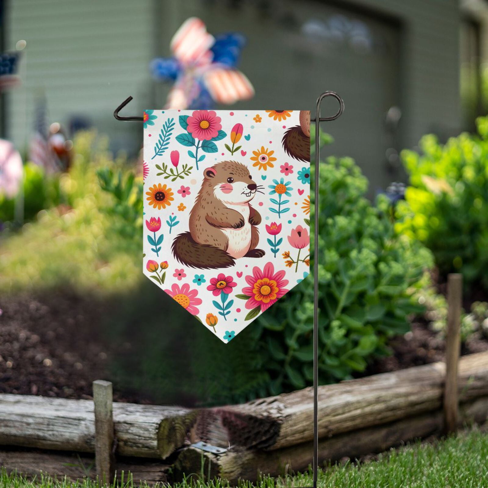 Gophers Mouse Flowers Garden Flag 18" x 12.5" Double Sided Yard Lawn ...