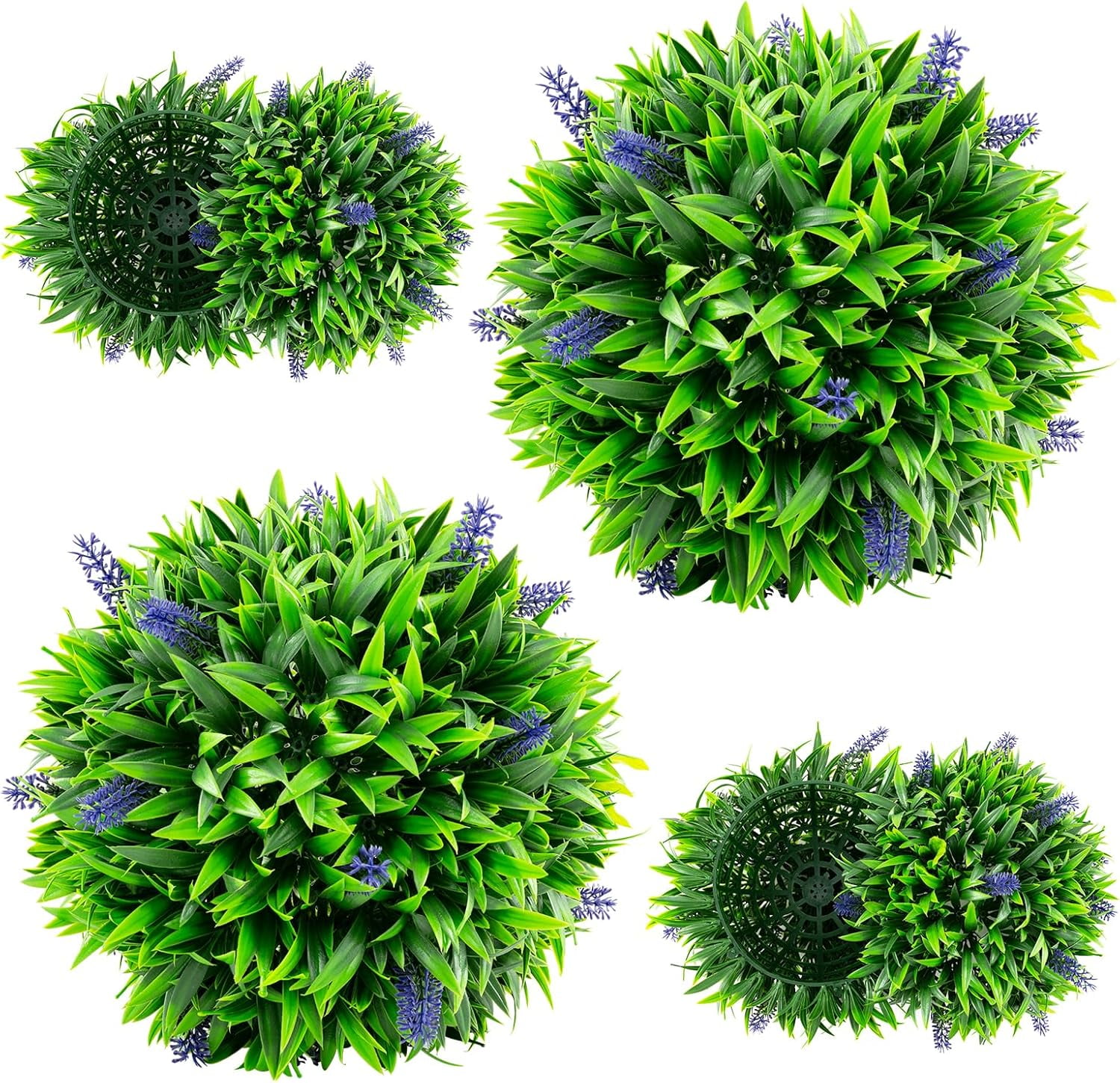 Goplus 12 Inch Artificial Lavender Topiary Balls Set of 2, Outdoor Faux ...