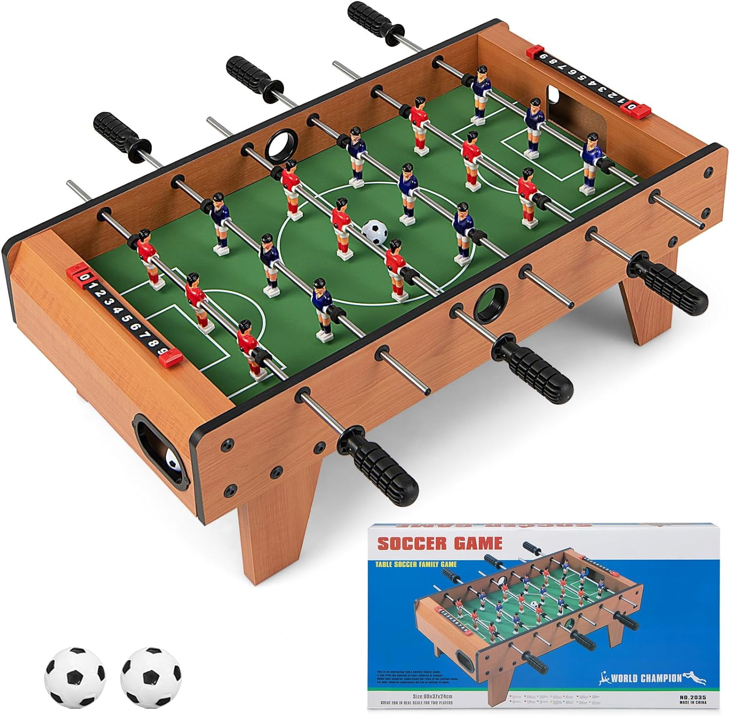 Goplus 27" Foosball Table, Portable Tabletop Soccer Game w/ 2 Footballs ...