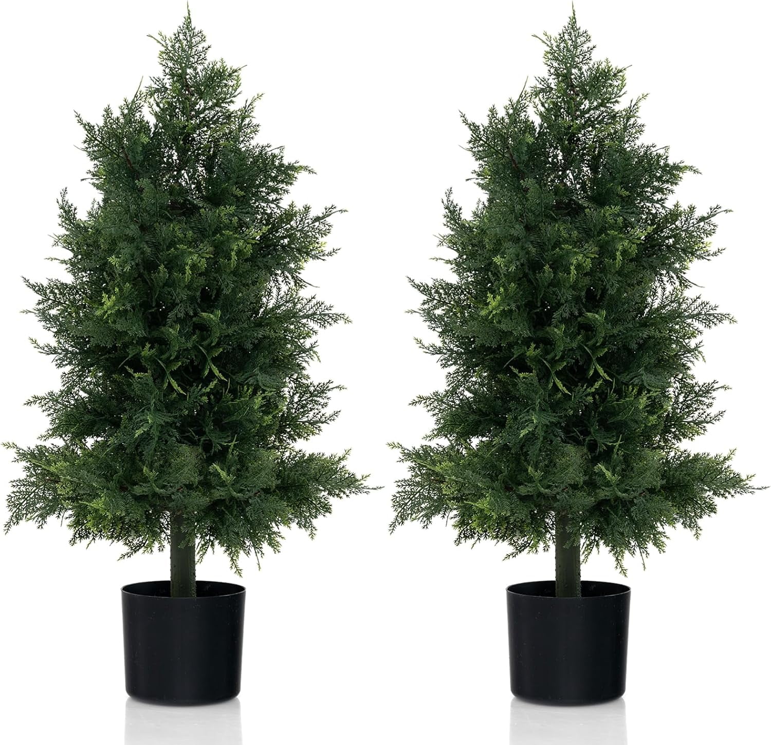 Goplus 31.5'' Artificial Cedar Topiary Trees for Outdoors, Set of 2 ...