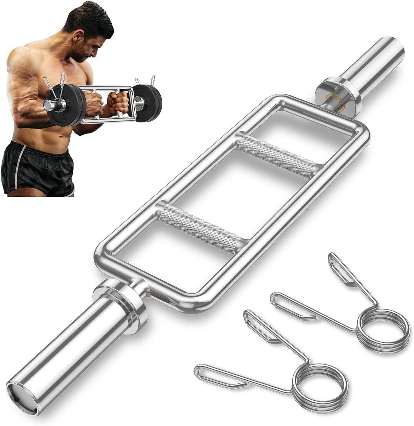 Goplus 34’’ Olympic Triceps Bar, 700LBS Capacity Steel Weight Barbell w ...