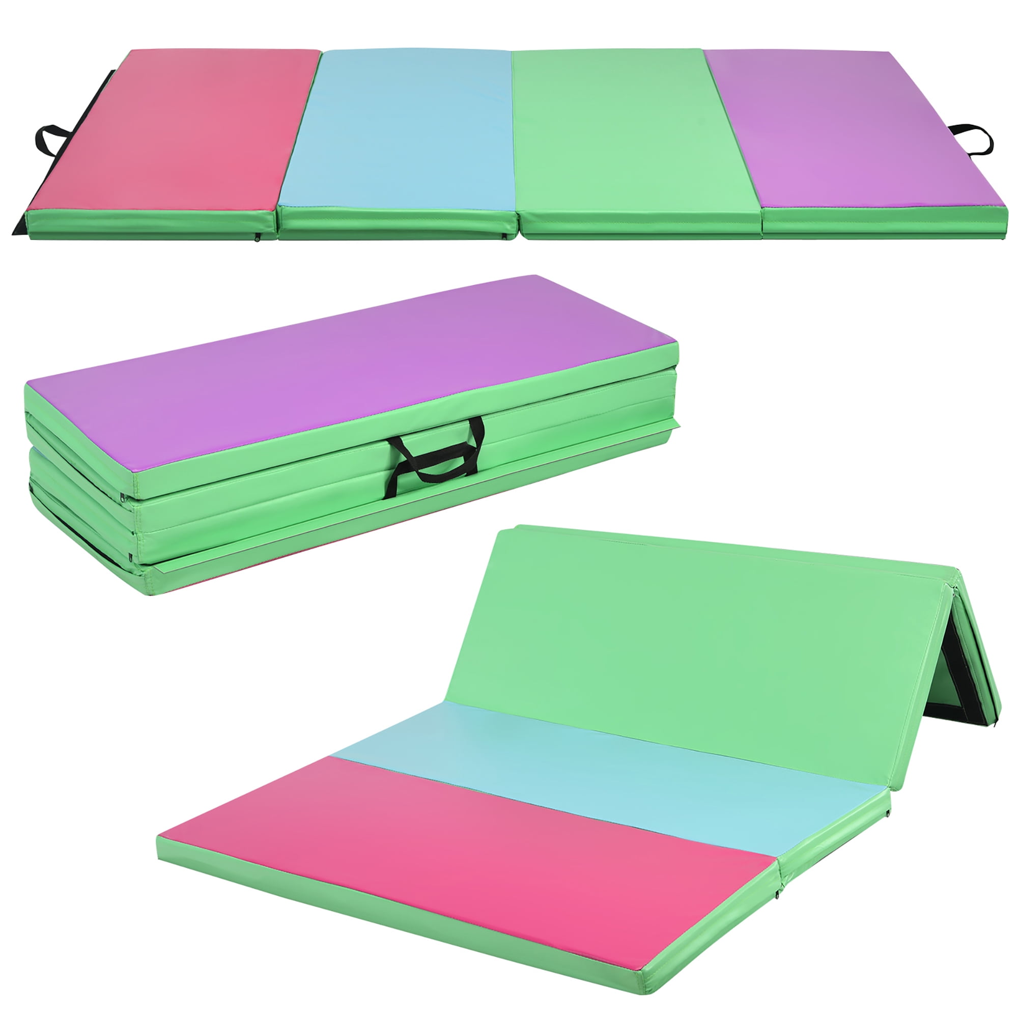 Goplus 4'x6'x2'' Gymnastics Mat PU Thick Folding Panel Gym Fitness ...