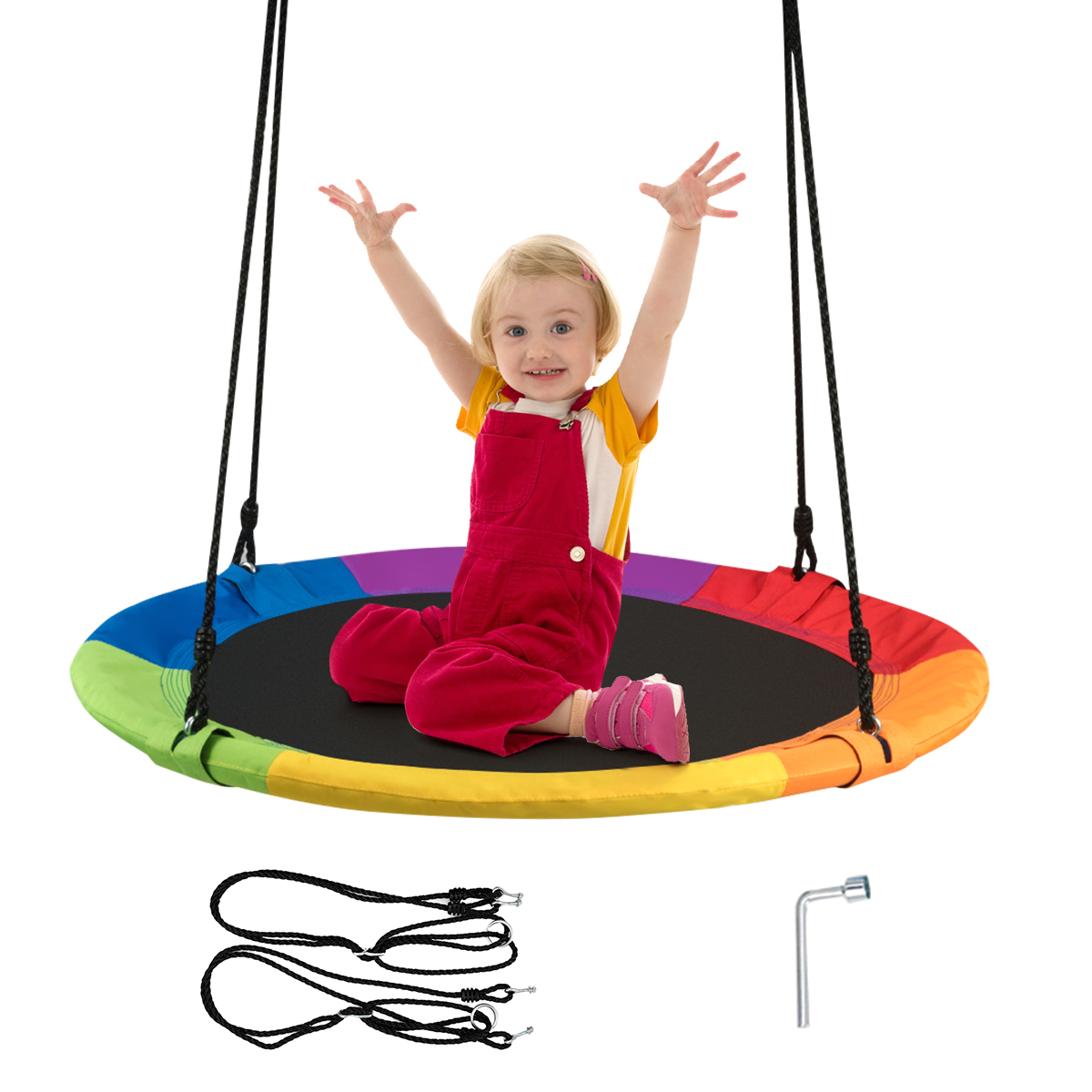Costway Flying Saucer Tree Surf Kids Outdoor Adjustable Swing Set for ...