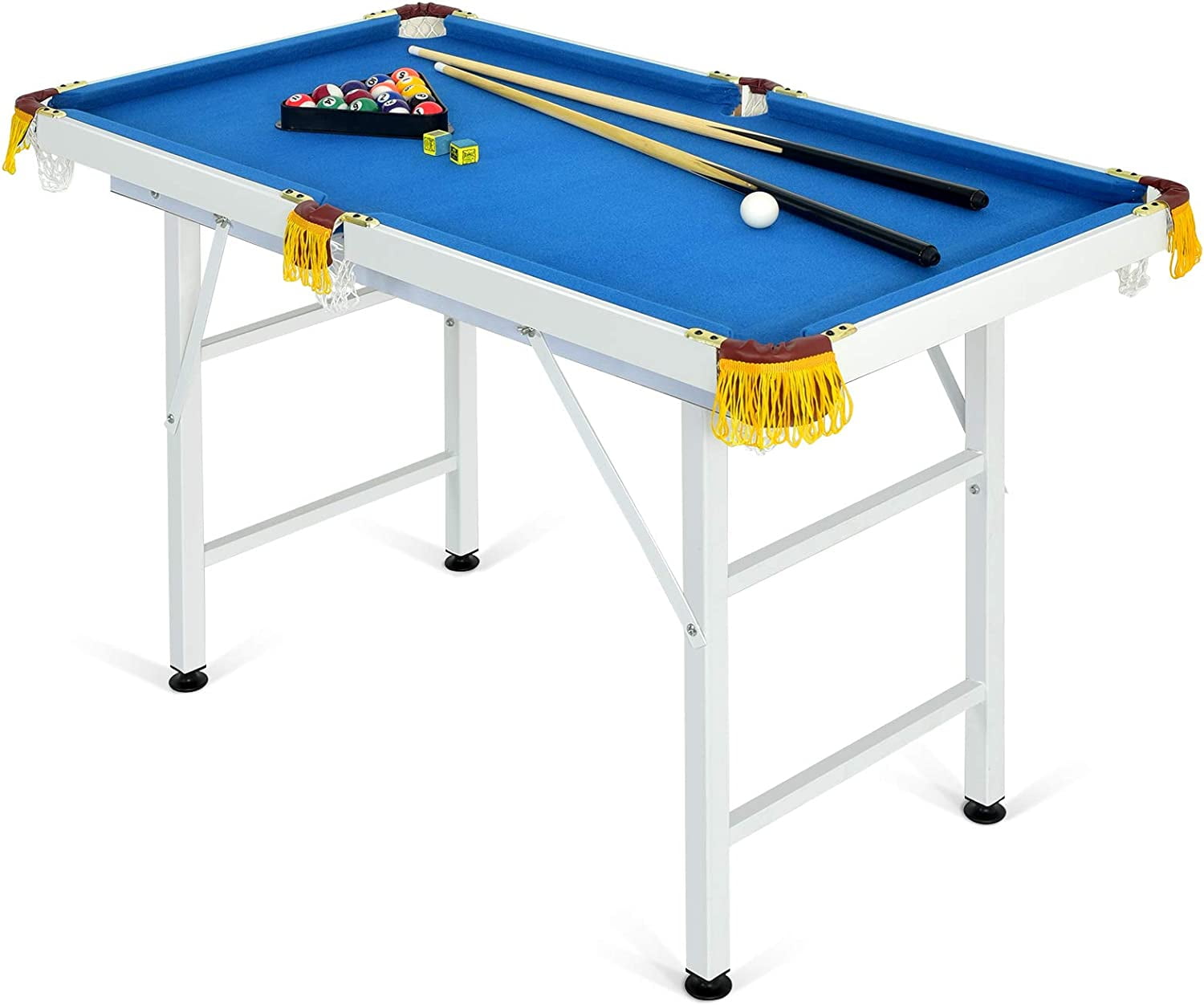 Goplus 48" Pool Table, Foldable Billiards Table with 2 Cue Sticks, 16 ...