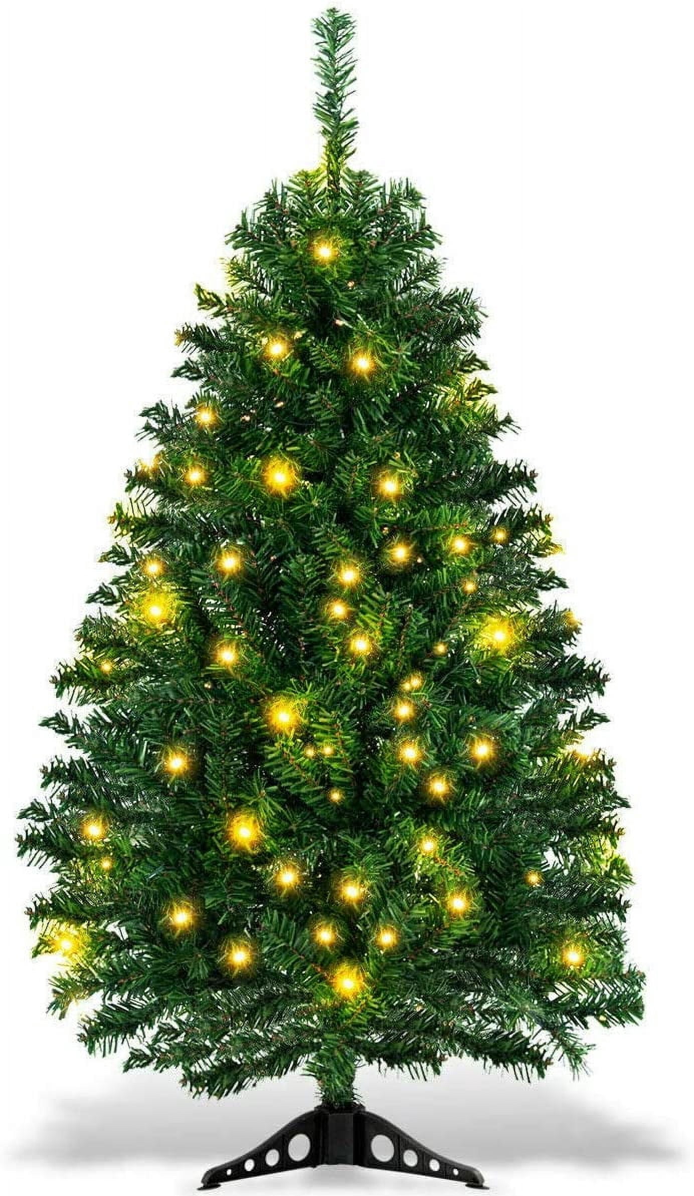 Goplus 4ft Artificial Christmas Tree Tabletop PVC Green Tree with 100 ...