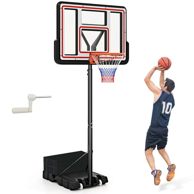 Goplus 7.4-10 FT Basketball Hoop Outdoor System with 44 Inch ...