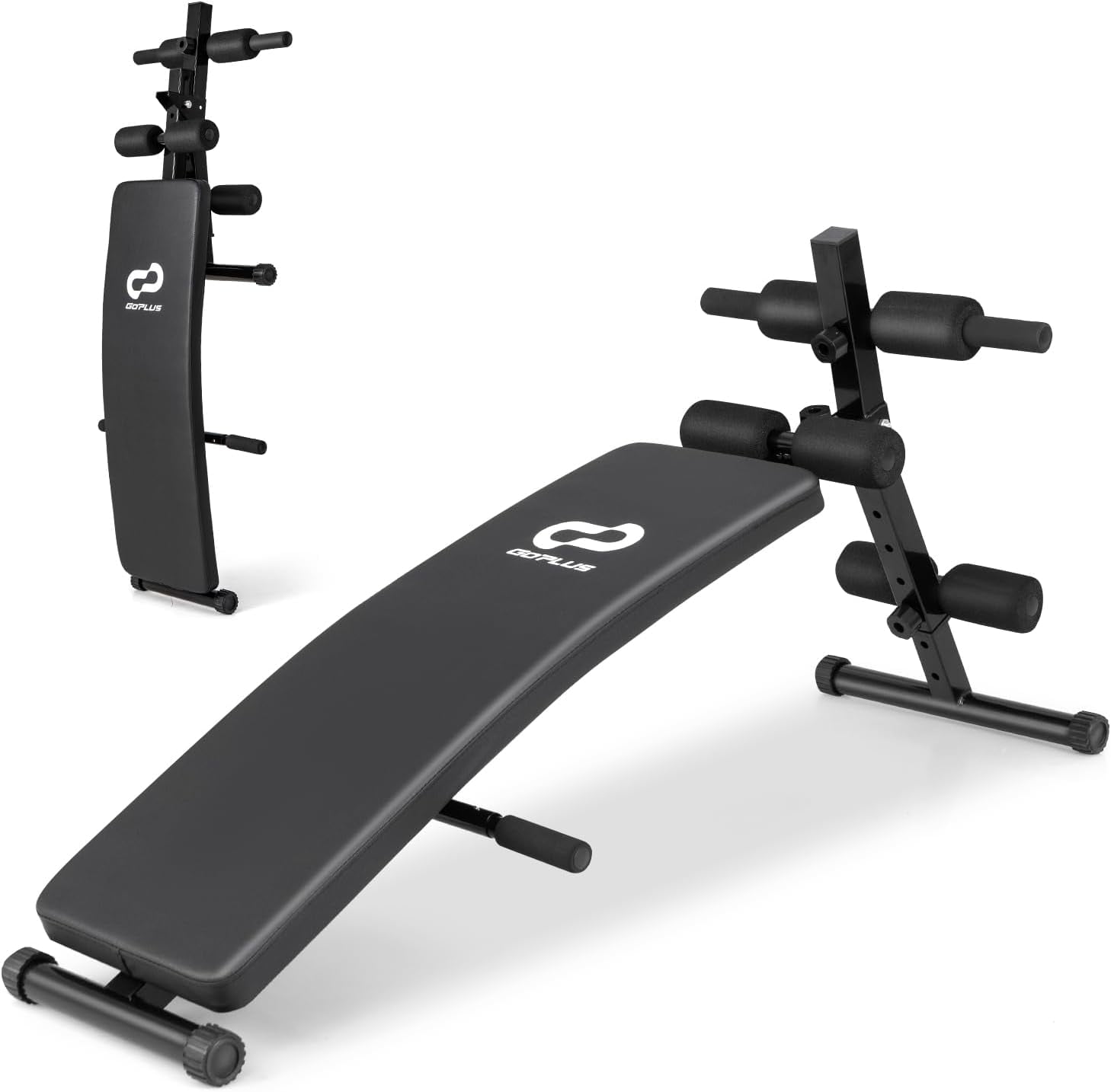 Goplus Adjustable Decline Sit Up Bench for Exercise, Foldable Curved ...