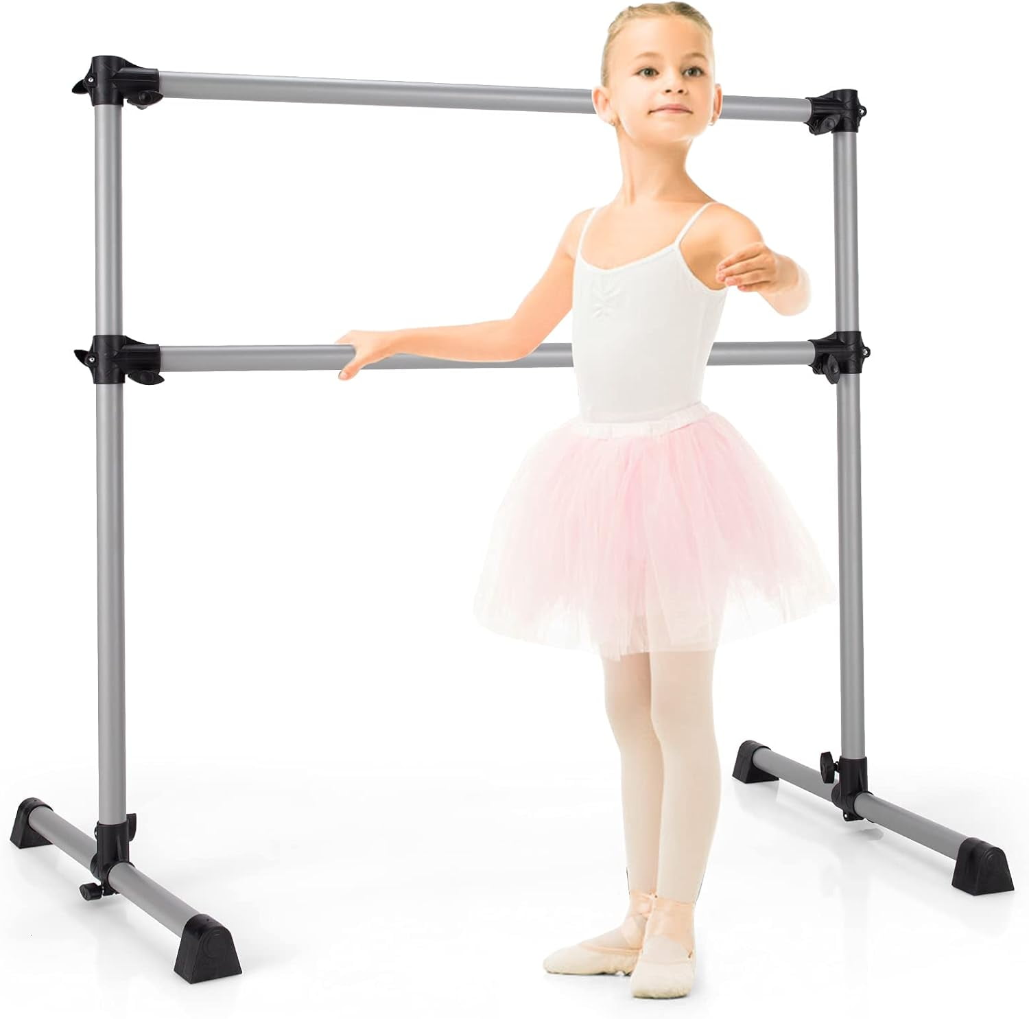 Goplus Double Ballet Barre Bar, Portable 4 FT Freestanding Dancing Bar ...