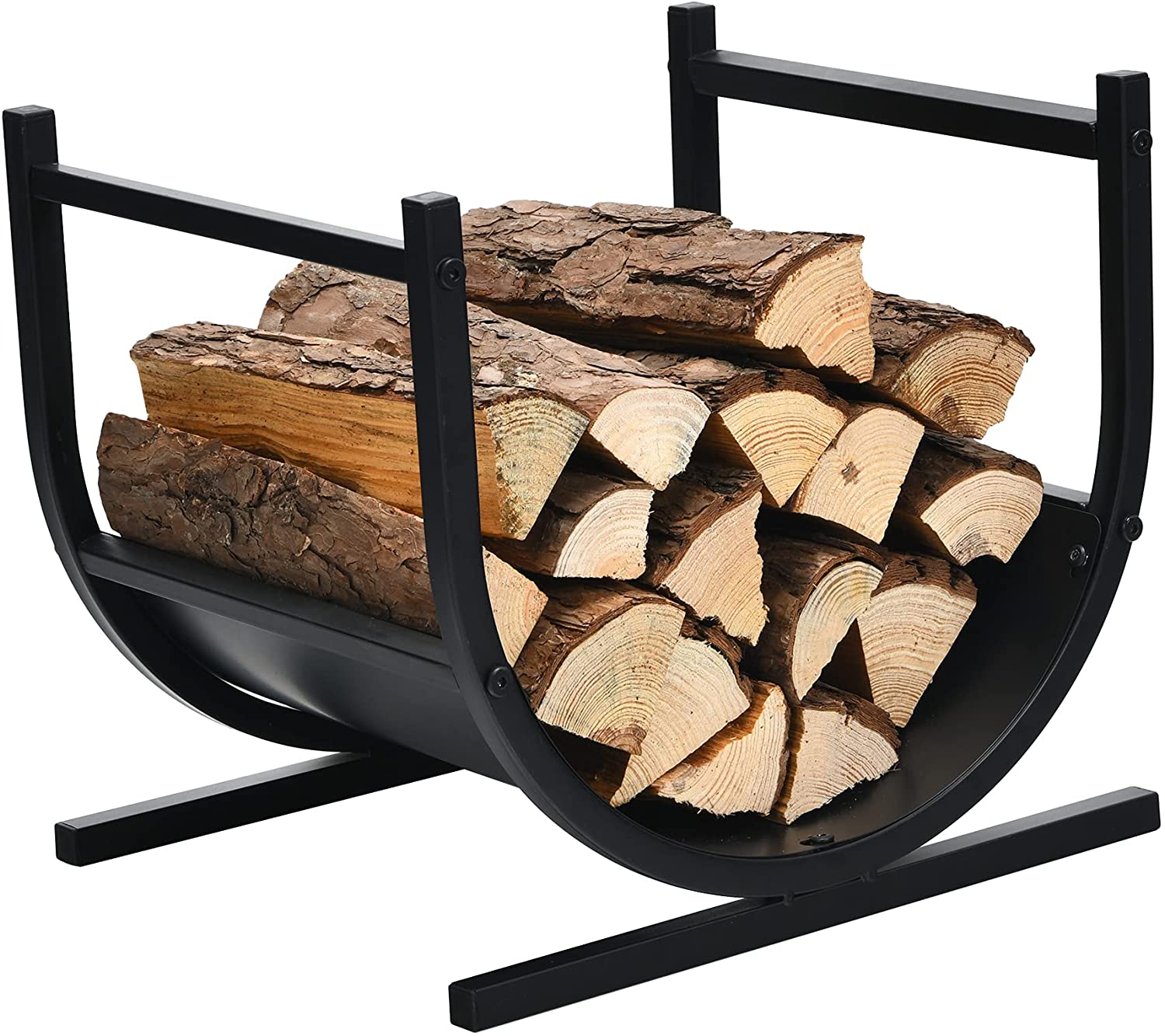 Goplus Firewood Rack, 17” U-Shaped Heavy-Duty Iron Log Rack with Stable ...