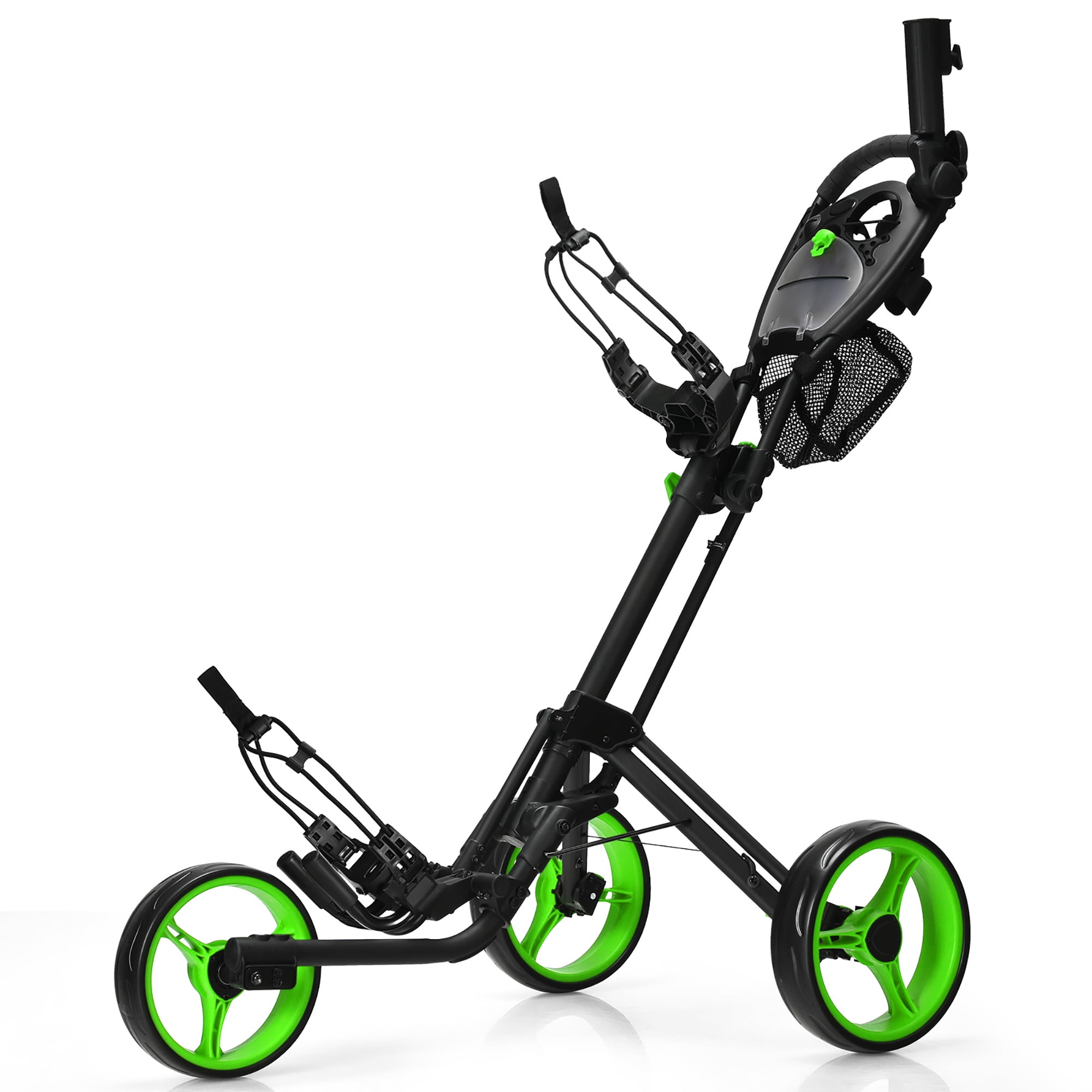 Goplus Folding 3 Wheel Golf Pull Walking Hand Pusher Cart W/Brake ...