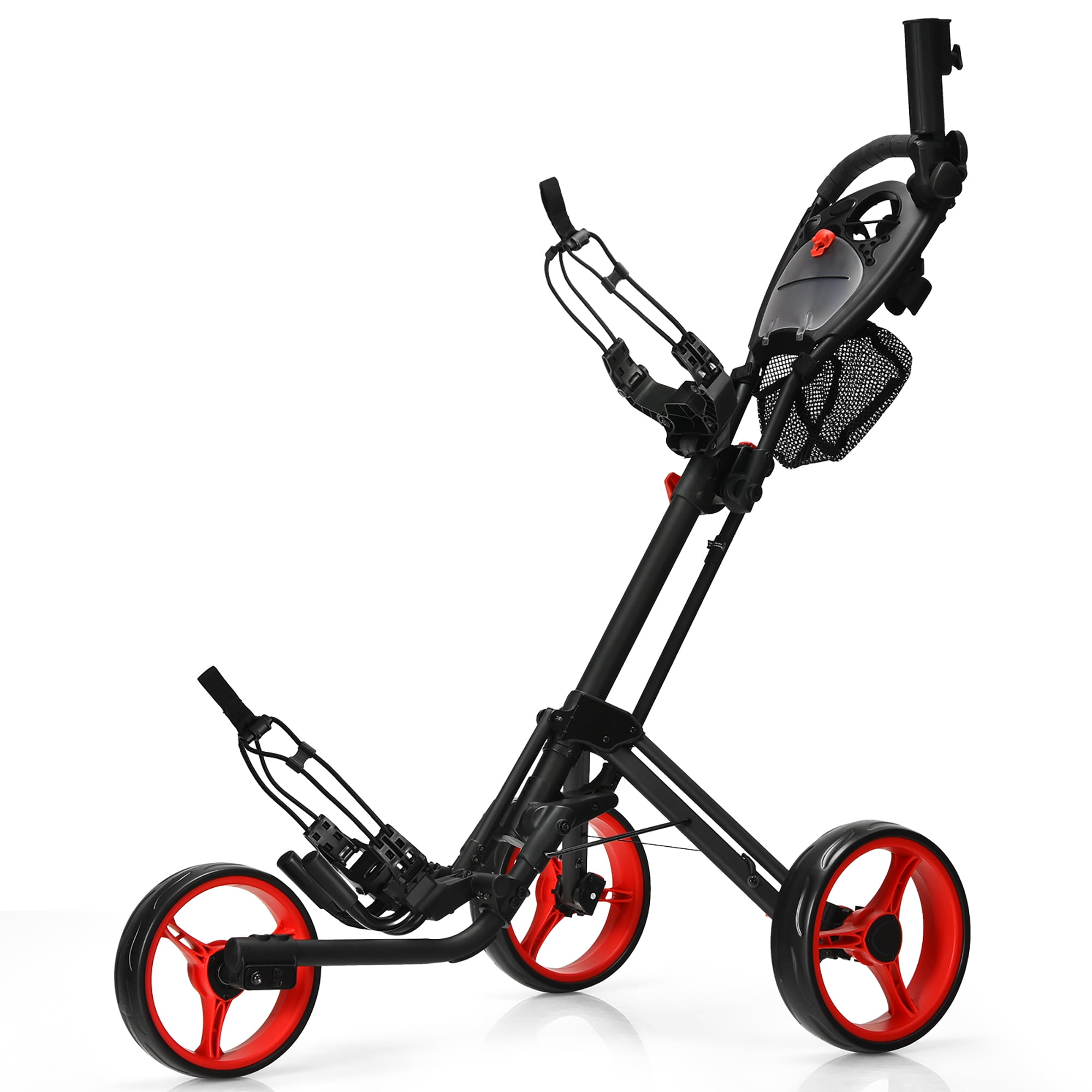 Goplus Folding 3 Wheels Golf Push Cart W/Brake Scoreboard Adjustable ...